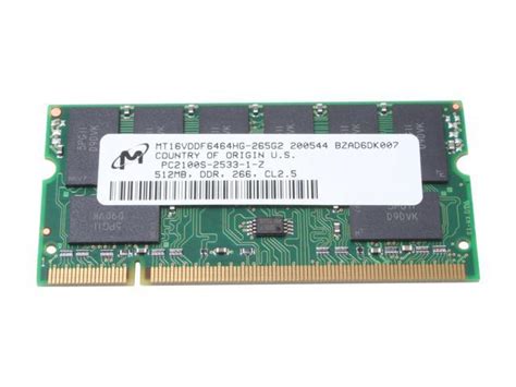 Crucial 512MB 200 Pin DDR SO DIMM DDR 266 PC 2100 Laptop Memory Model CT6464X265 Newegg Com