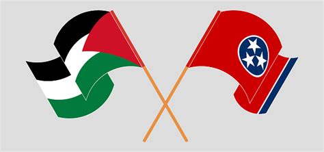 팔레스타인과 테네시 주의 깃발을 건드리고 흔들며 Palestine Liberation Organization에 대한 스톡 벡터