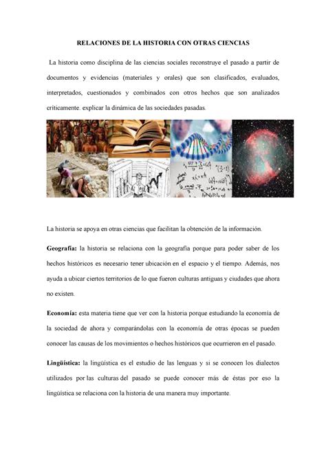 Relaciones De La Historia Con Otras Ciencias Relaciones De La