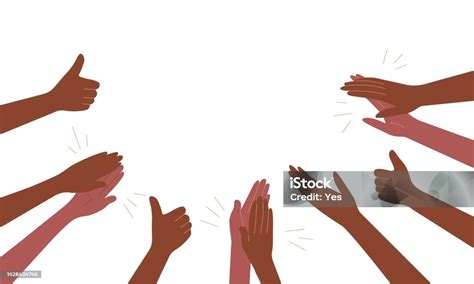 인간의 손은 박수를 쳤다 박수 치는 예술 개념 다문화 팔 인사말 배란 지원 흰색 배경에 플랫 벡터 일러스트 레이 션 감탄에 대한 스톡 벡터 아트 및 기타 이미지 Istock