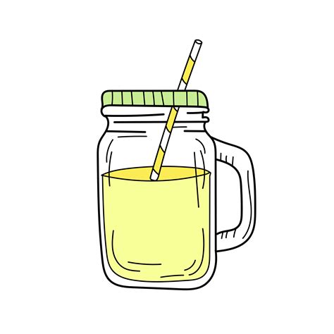 Yellow Lemonade In Glass Jar Fresh Summer Drink 4533539 Vector Art At