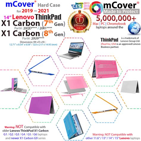 Mcover® Hard Shell Case For Lenovo Thinkpad X1 Carbon Gen 7 Gen 8 14