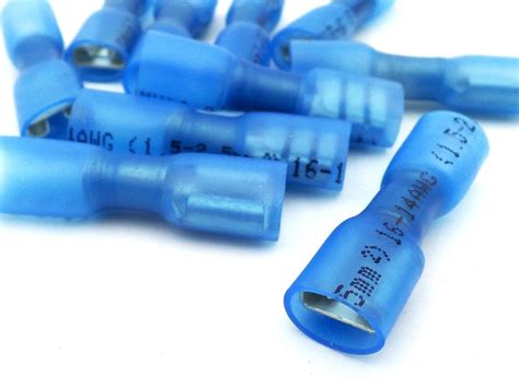 Blue 6mm Heat Shrink Female Spade Terminal Connector 10 Pack