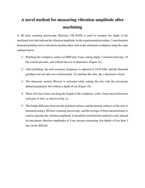 Pdf A Novel Method For Measuring Vibration Amplitude After Machining