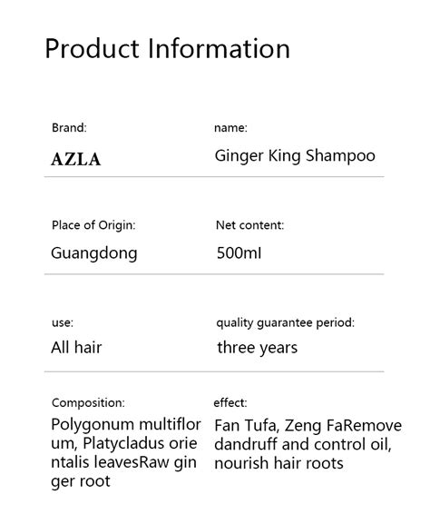 Azla Ginger Hair Shampoo Fast Regrowth Hair Thick Anti Hair Loss Anti