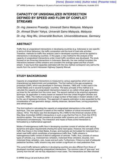 Pdf Capacity Of Unsignalized Intersection Defined By Conflict