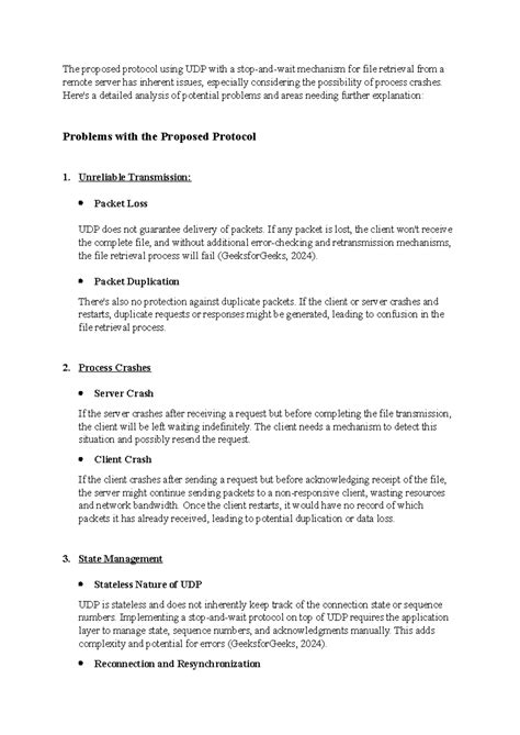 Cs2204 Written Assignment Unit 6 The Proposed Protocol Using Udp With