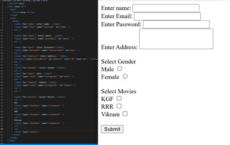 Form Html Code Example