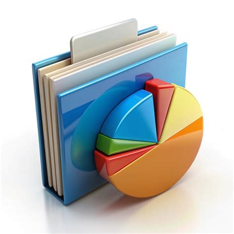 File Folder And Pie Chart 3d Iilustration Isolated On White Background