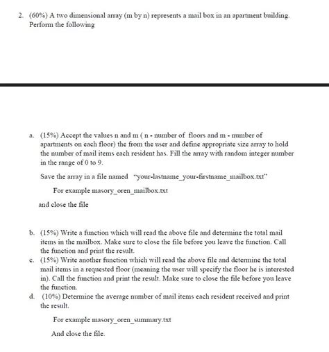 Solved 2 60 A Two Dimensional Array M By N Represents Chegg