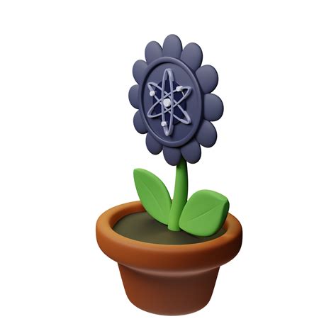 Cosmos Atom Crypto Bloom 3d Rendered Flower Pot 33654907 Png