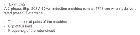 Solved Example2 A 3 Phase 5hp208 V60 Hz Induction