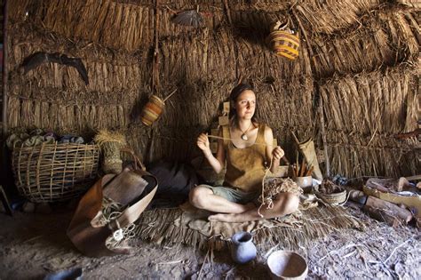 View From Inside A Grass Thatched Shelter Paleolithic Art Forensic