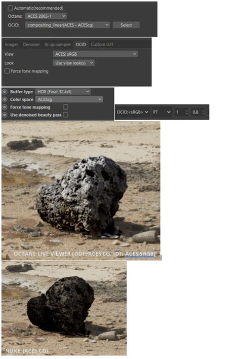 render does not match live viewer octane aces r octane