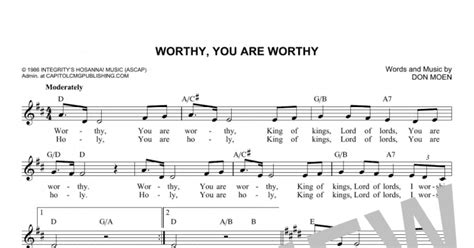 Worthy You Are Worthy Lead Sheet Fake Book Print Sheet Music