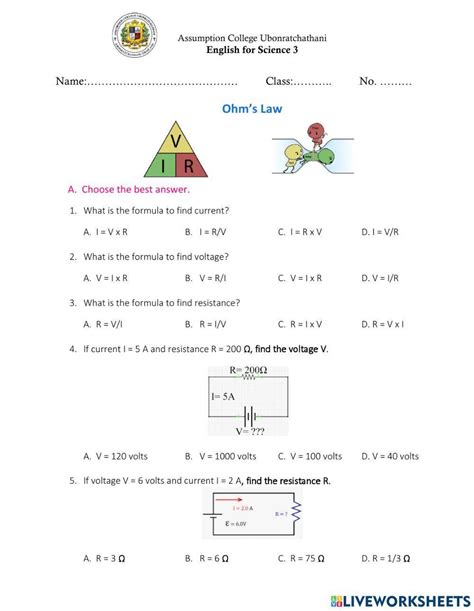 Ohms Law Practice Worksheet With Answers Pdf Download Available