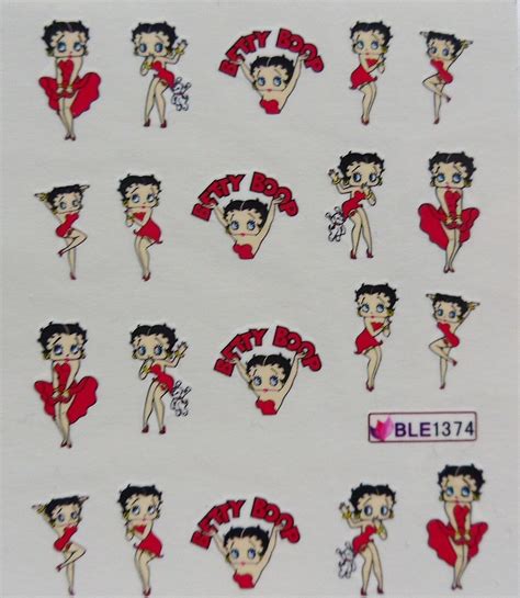 Nail Art Decal Stickers Red Betty Boop Water Transfer Decal Sticker