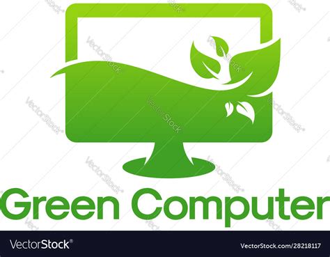 Green Computer Logo Template Nature Royalty Free Vector