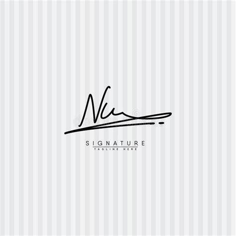 Simple Signature Logo For Alphabet Nu Handwritten Signature For