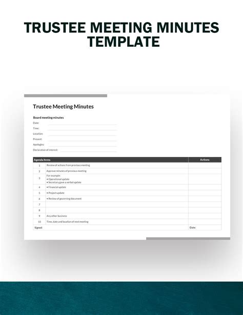 Trustee Meeting Minutes Template Google Docs Word Apple Pages PDF