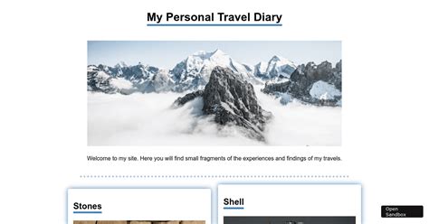Travel Diary Solution Codesandbox