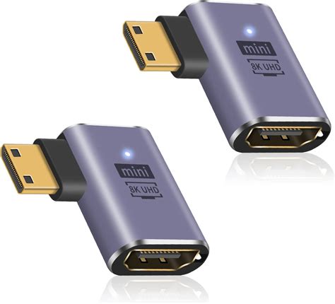 Amazon Duttek L字型hdmiミニhdmi変換アダプタ 8k Hdmiミニ Hdmi2 1変換アダプター Mini Hdmi