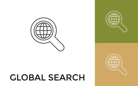제목으로 편집 가능한 글로벌 검색 씬 라인 아이콘입니다 모바일 응용 프로그램 웹 사이트 소프트웨어 및 인쇄 미디어에 유용합니다 0명에 대한 스톡 벡터 아트 및 기타 이미지