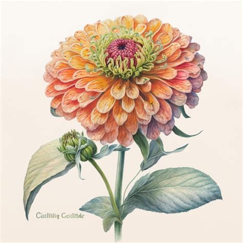 Premium Ai Image There Is A Drawing Of A Flower With A Stem And