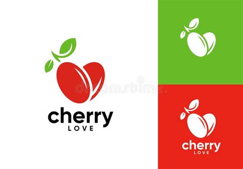 Cherry Love Fresh Fruit Logo Vector Design Stock Vector Illustration