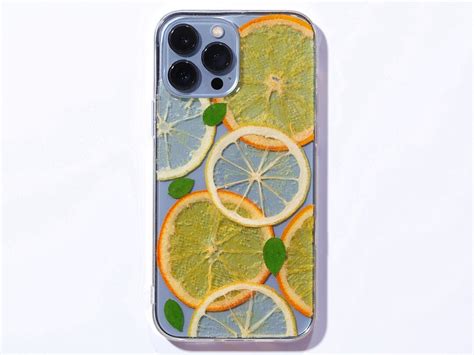 Getrocknete Früchte Zitrone Gepresste Blume Handyhülle Iphone Etsy De