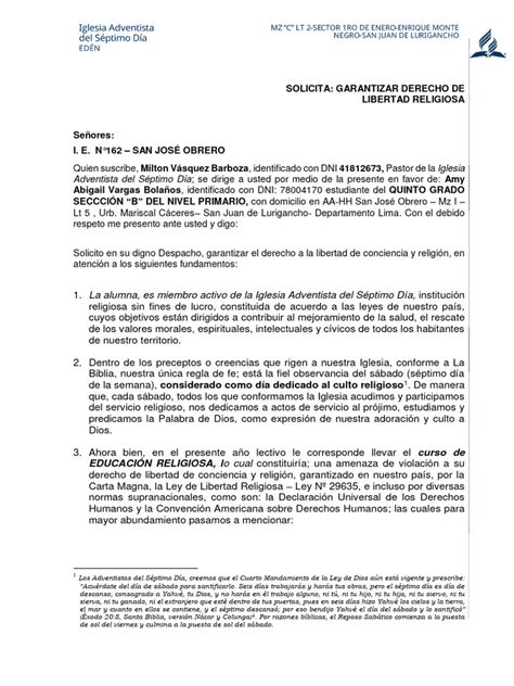 Solicitud De ExoneraciÓn Amy Abigail Vargas Bolaños Pdf Libertad