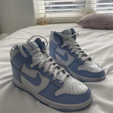 Blue Nike High Top Dunks Worn Twice Size 4 Depop