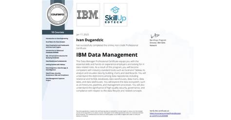 Ivan Dugandzic On Linkedin Completion Certificate For Ibm Data Management