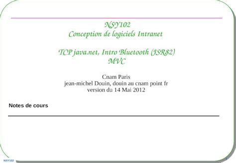 Ppt Nsy Nsy Conception De Logiciels Intranet Tcp Java Net Intro Bluetooth Jsr Mvc