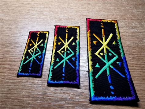 Rainbow Protection Bindrune Patch Iron On Embroidered Norse Heathenry