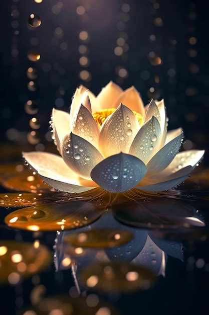 Premium Ai Image A Water Lily In The Dark