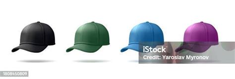 멀티 컬러 캡 야구 모자 3d 세트 회사 브랜딩 스포츠 라이프 스타일 자외선 차단 벡터 모자류에 대한 스톡 벡터 아트 및 기타 이미지 Istock