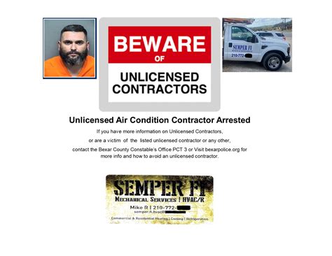 Unlicensed Air Conditioning Contractor Arrested Bexar County