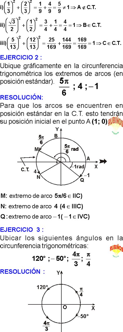 CIRCUNFERENCIA TRIGONOMÉTRICA EJERCICIOS RESUELTOS PDF