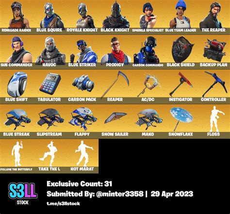 130 Skins Renegade Raider Black Knight Twitch Prime Pack • Full