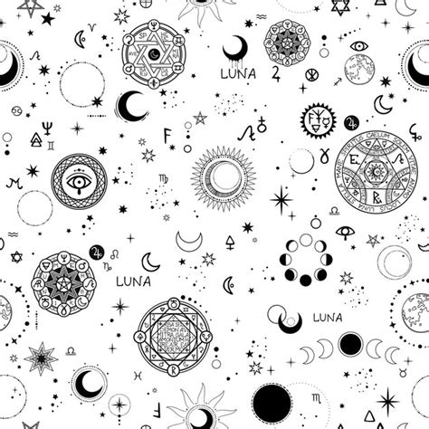 Premium Vector Seamless Pattern With Alchemical And Space Elements