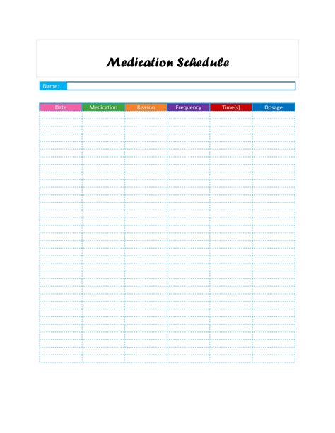 Printable Daily Medication Schedule Template