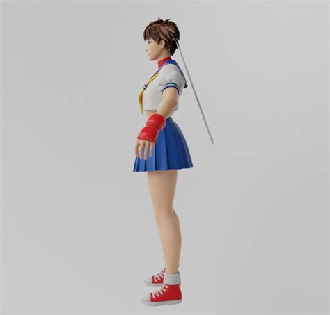Artstation Sakura Street Fighter Lowpoly Rigged Resources