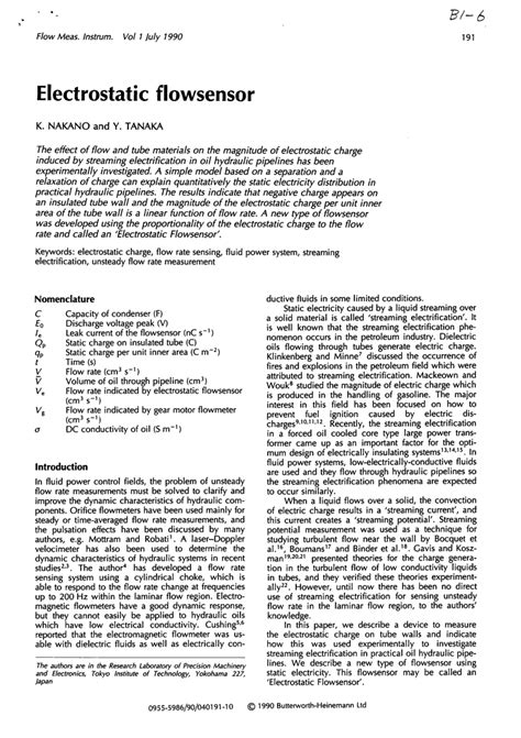 Pdf Electrostatic Flowsensor