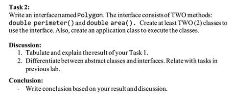 Solved Task 2 Write An Interfacenamed Polygon The Chegg Com