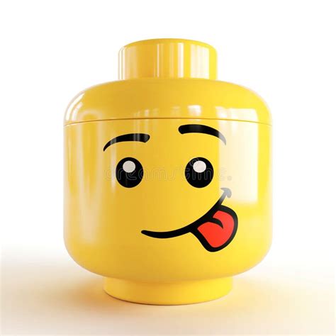 3d Rendering Of Yellow Lego Sticking Out Tongue Stock Illustration