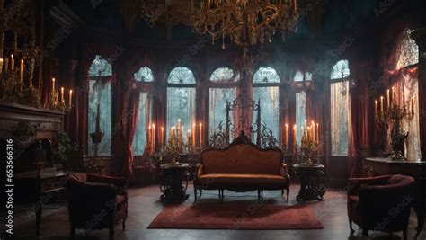 Halloween Themed Haunted Mansion Interior A Spooky Backdrop Featuring