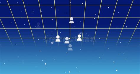 Floating White Figures In Blue Space With Stars Creating Animation Grid Effect Stock Footage