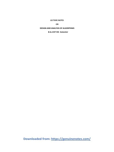 Daa Notes Pdf Computer Science Computing