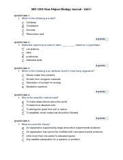 BIO 1301 Non Majors Biology Unit I Assessment Docx BIO 1301 Non